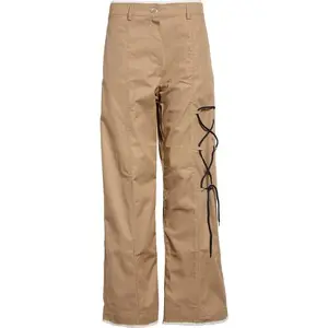 KUR Shoelace Wide Leg Cotton Pants - Beige