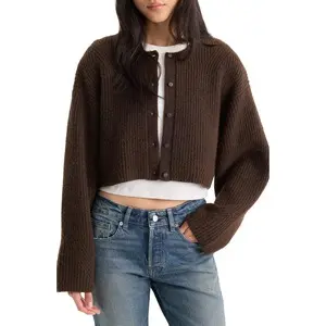 Good American The Chunky Knit Cardigan Espresso
