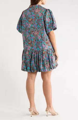 SUGARLIPS Printed Puff Sleeve Shirtdress