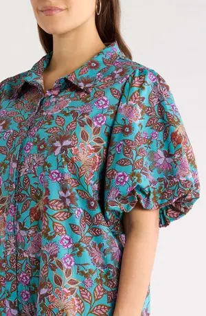 SUGARLIPS Printed Puff Sleeve Shirtdress
