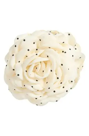 L. Erickson Kennedy Polka Dot Rosette Claw Clip - Cream