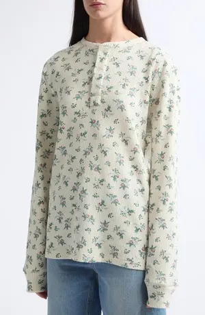 TANNER FLETCHER Danbury Floral Waffle Stitch Henley