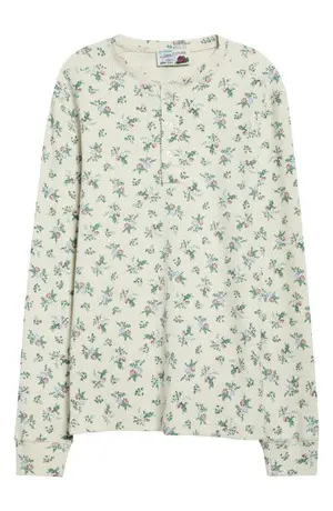TANNER FLETCHER Danbury Floral Waffle Stitch Henley