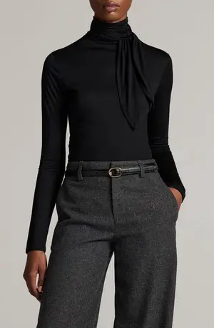 Vince Long Sleeve Mock Neck Top - Black