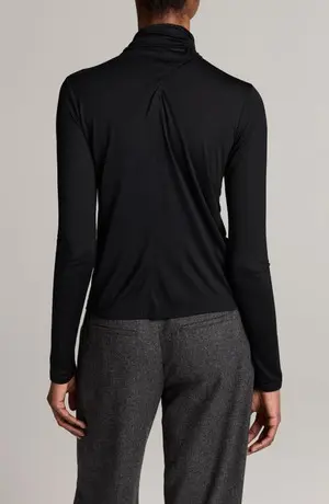 Vince Long Sleeve Mock Neck Top - Black