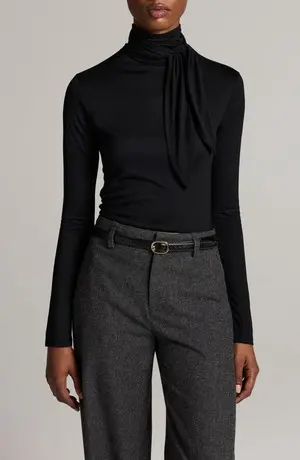 Vince Long Sleeve Mock Neck Top - Black