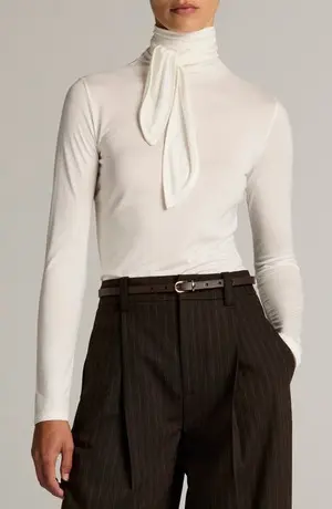 Vince Long Sleeve Mock Neck Top - Ivory