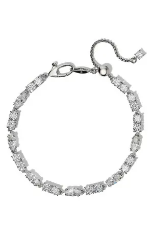 Nadri Twinnie Cubic Zirconia Line Bracelet - Rhodium