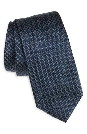 FERRAGAMO Chicago Silk Jacquard Tie - Blue Scuro