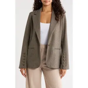 LIVERPOOL Herringbone Tweed Blazer - Brown/multi