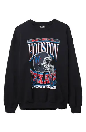 Junk Food Texans Helmet Crewneck Cotton Blend Sweatshirt