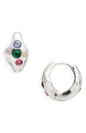 Collina Strada Mini Bat Huggie Hoop Earrings - Silver Multi