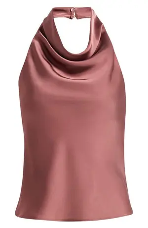 Mango Fogline Satin Open Back Halter Top
