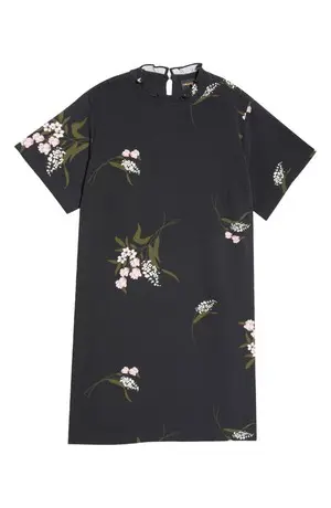 SUGARLIPS Rickie Floral Print Shift Minidress - Black-multi