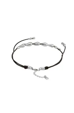 UNODE50 Leather Necklace With -tone Drop Details
