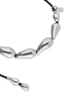 UNODE50 Leather Necklace With -tone Drop Details