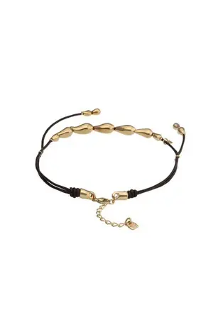 UNODE50 Leather Necklace With -tone Drop Details