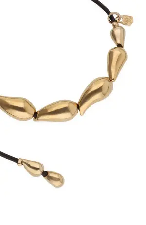 UNODE50 Leather Necklace With -tone Drop Details