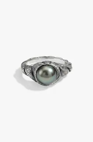 AWE INSPIRED Adorned Sterling Silver Pearl Ring - Metallic Silver