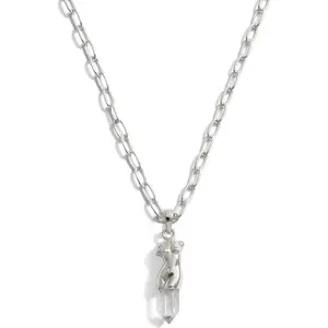 AWE INSPIRED Classical Bust Crystal Pendant Necklace - Metallic Silver