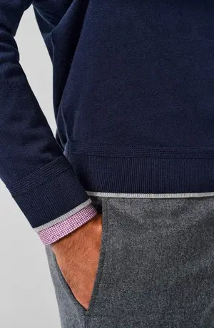 David Donahue Cotton Blend Crewneck Sweater - Midnight
