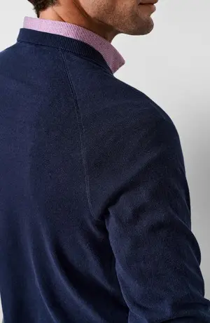 David Donahue Cotton Blend Crewneck Sweater - Midnight