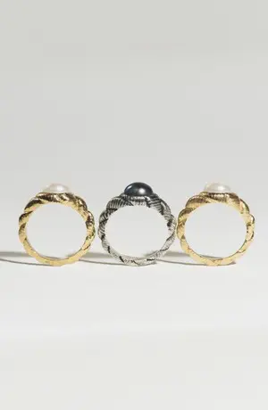 AWE INSPIRED Adorned Sterling Silver Imitation Pearl Ring