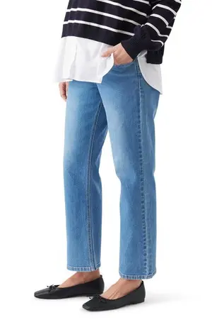 RIPE MATERNITY Teddy Straight Leg Maternity Jeans - Classic Blue