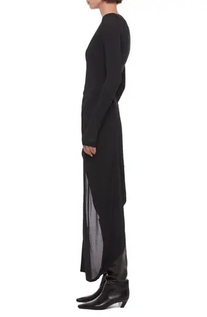 Helmut Lang Drape Long Sleeve Maxi Dress