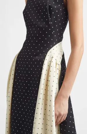 Lela Rose Polka Dot Jacquard Midi Dress