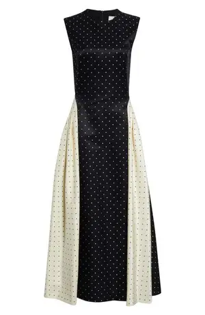 Lela Rose Polka Dot Jacquard Midi Dress