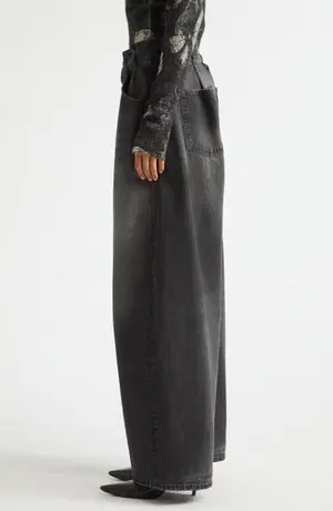 R13 Pleated Waistband Wide Leg Jeans