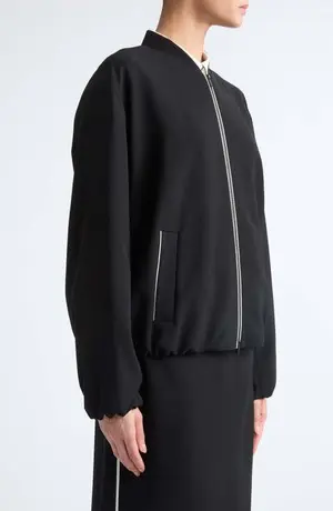 Lafayette 148 New York Contrast Piping Bomber Jacket