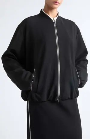 Lafayette 148 New York Contrast Piping Bomber Jacket
