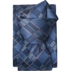 ELIZABETTA Moscatoextra Long Silk Jacquard Tie For - Dark Blue