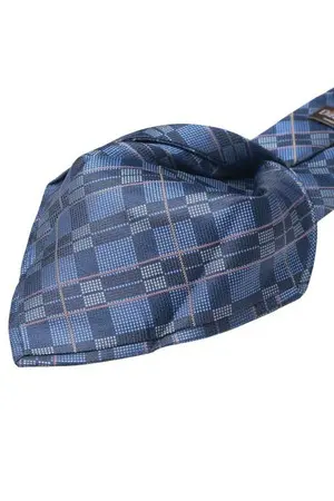 ELIZABETTA Moscatoextra Long Silk Jacquard Tie For - Dark Blue