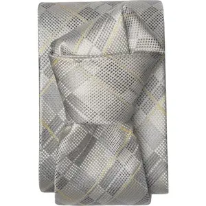 ELIZABETTA Moscatoextra Long Silk Jacquard Tie For - Grey