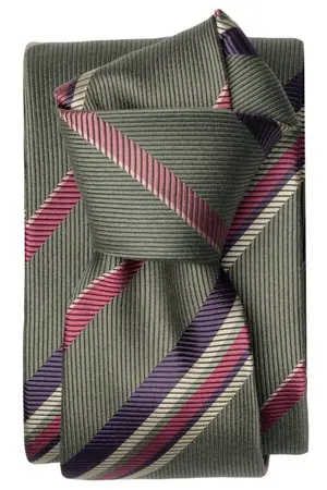 ELIZABETTA Luganosilk Jacquard Tie For Men Sage Green