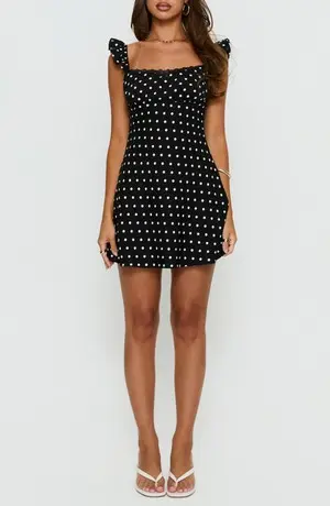 Princess Polly Beacall Polka Dot Minidress - Black
