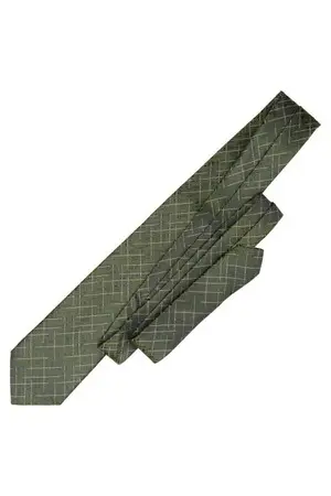 ELIZABETTA Morandiextra Long Silk Jacquard Tie For - Green