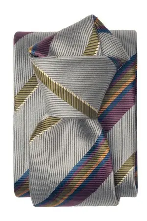 ELIZABETTA Luganoextra Long Silk Jacquard Tie For - Grey