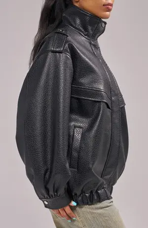 AZALEA WANG Verlander Faux Leather Bomber Jacket