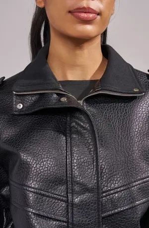 AZALEA WANG Verlander Faux Leather Bomber Jacket
