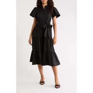 SUGARLIPS Bellucci Cotton Poplin Shirtdress - Black