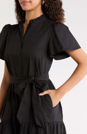 SUGARLIPS Bellucci Cotton Poplin Shirtdress - Black