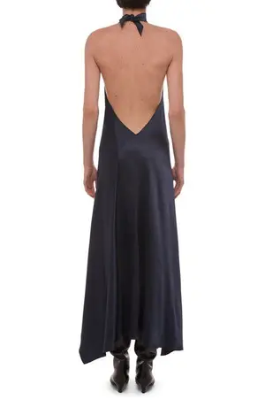 Helmut Lang Tie Neck Silk Maxi Dress