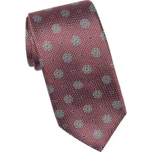 ELIZABETTA ELIZABETTA Silk Jacquard Floral Medallion Neck Tie Raspberry Sorbet