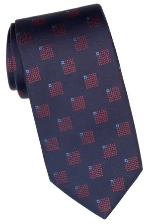 ELIZABETTA Elizabetta Siena Extra Long Silk Jacquard Neck Tie Navy