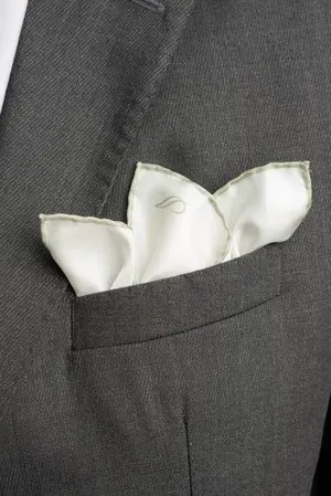ELIZABETTA Mont Blancsilk Pocket Square For - Light Sage