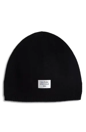 Acne Studios Kassias Cashmere Logo Beanie - Black